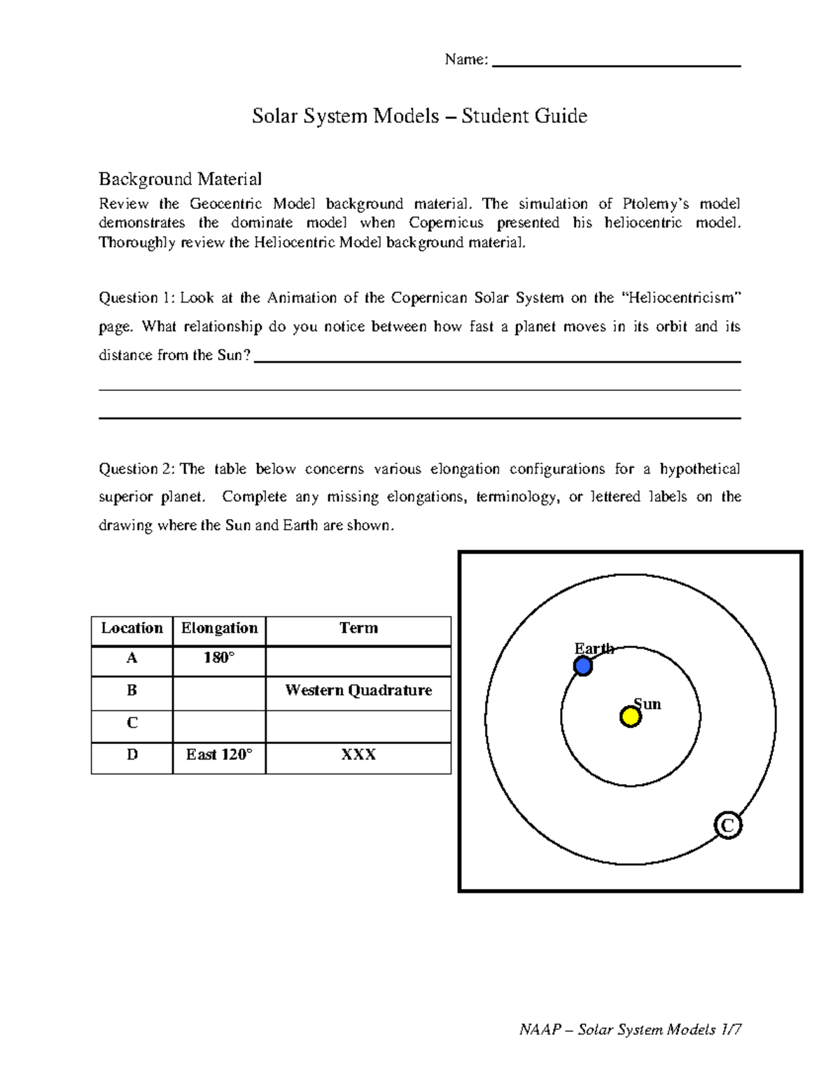 Naap ssm sg - Its a lab - Name: C Sun Earth Solar System Models ...