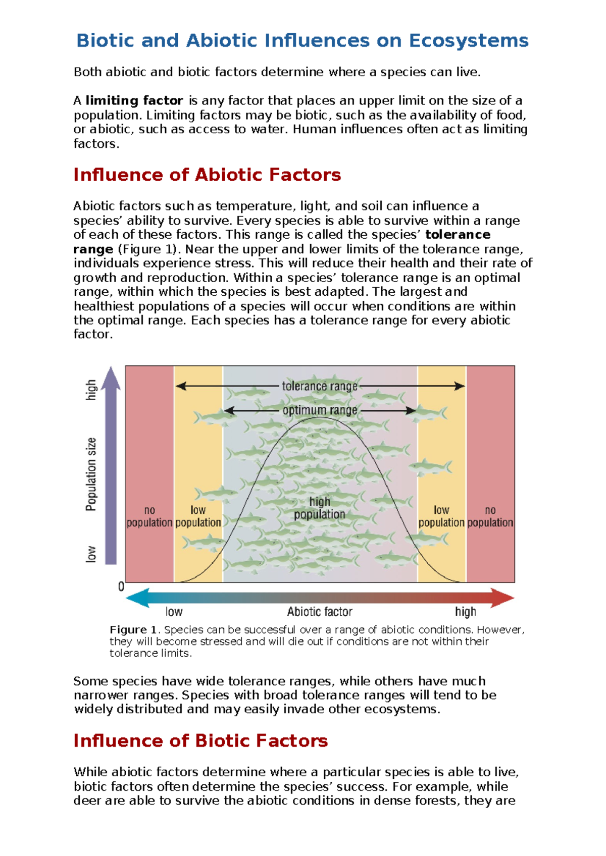 Biotic and Abiotic Influences on Ecosystems - A limiting factor is any ...