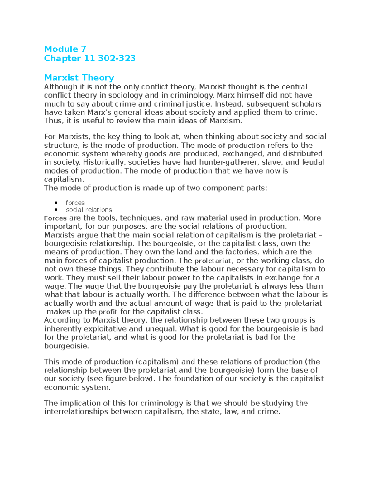 Module 7 Chapter 11 - Module 7 Chapter 11 302- Marxist Theory Although ...