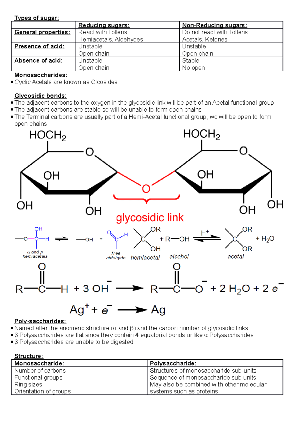CHEM 191 - Lecture 5 (Acetals and Higher Saccharides) - Types of sugar ...