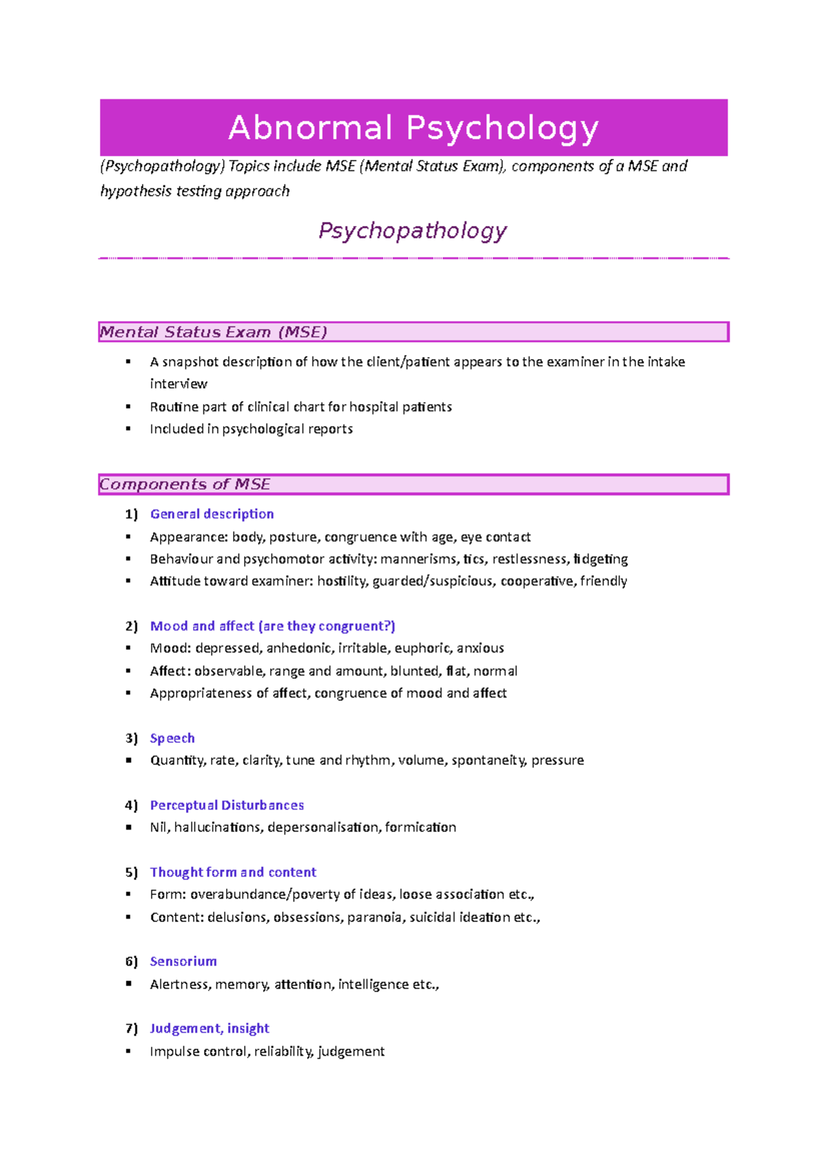 Abnormal Psychology 22 - Abnormal Psychology (Psychopathology) Topics ...