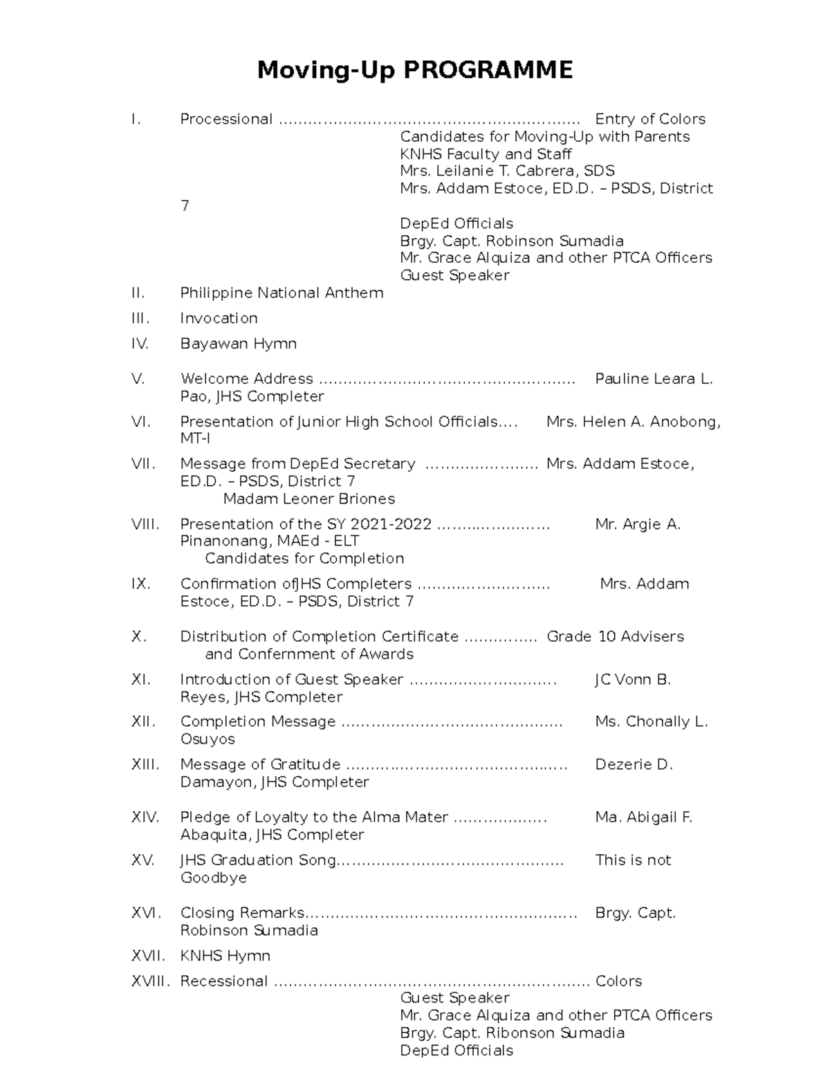 Moving-up-programme - Simple guide. - Moving-Up PROGRAMME I ...