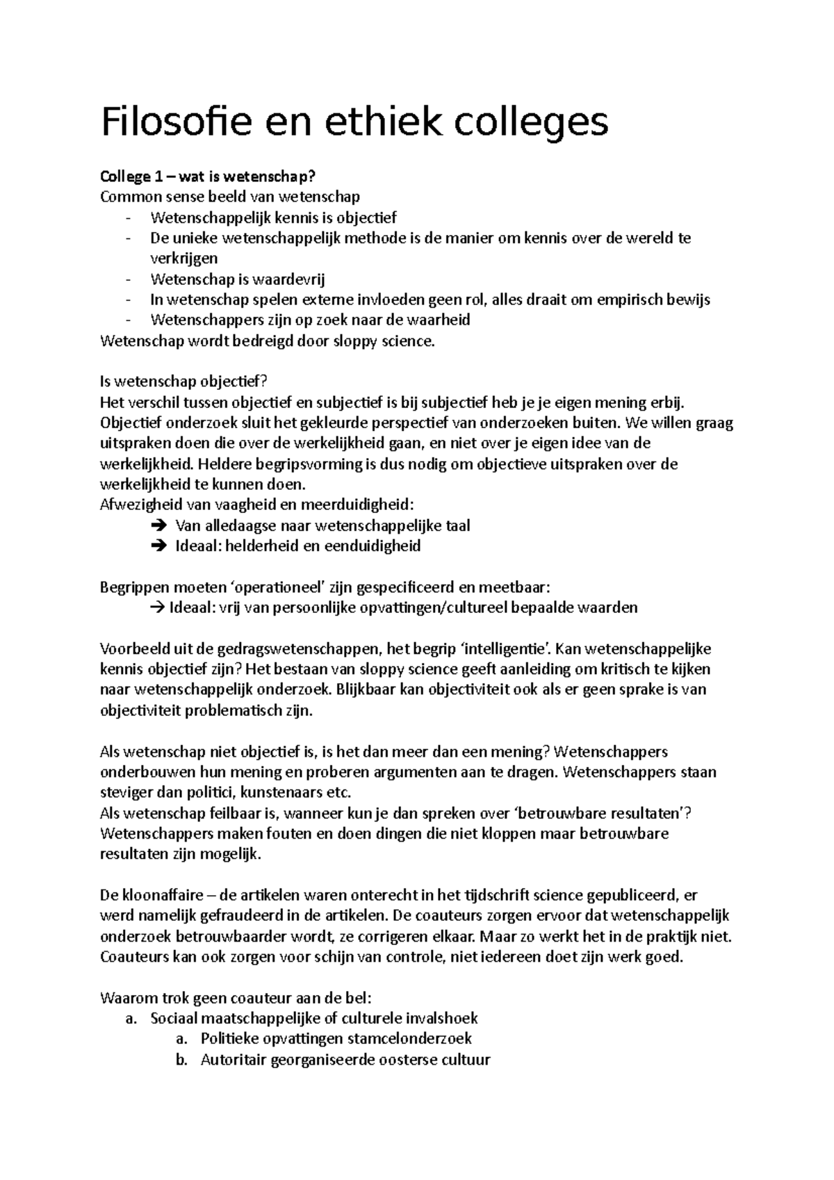 Filosofie en ethiek colleges - Filosofie en ethiek colleges College 1 ...