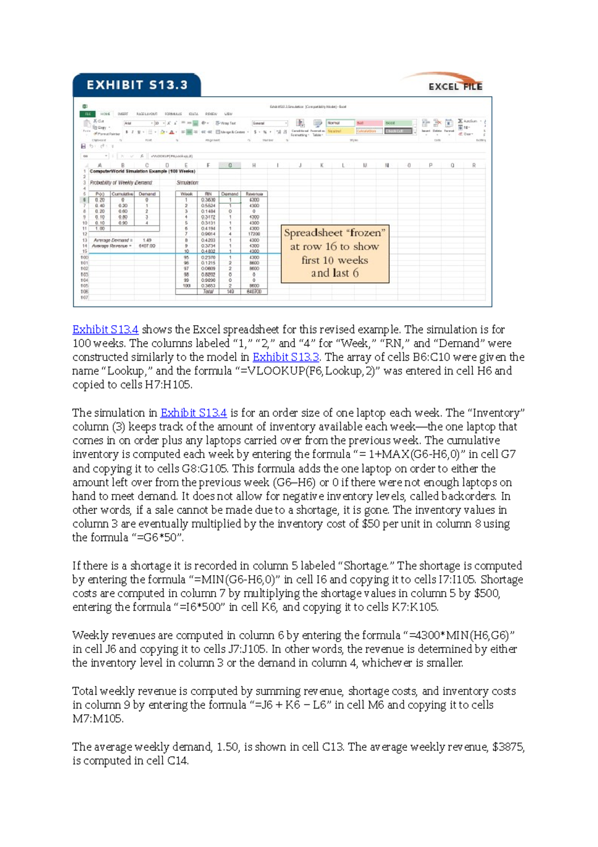 Intro to History - Exhibit S13 shows the Excel spreadsheet for this ...
