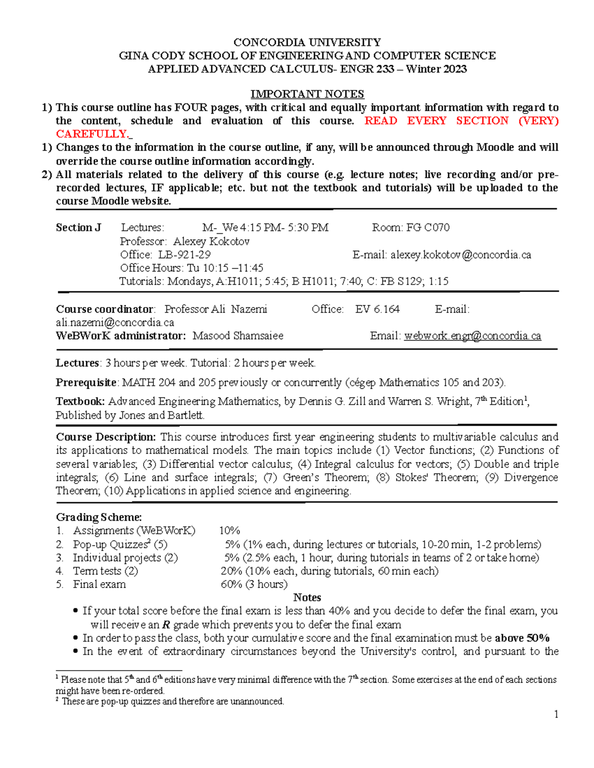 ENGR 233 outline Winter 2023 Final 2022-12-29 - CONCORDIA UNIVERSITY GINA CODY SCHOOL OF ...