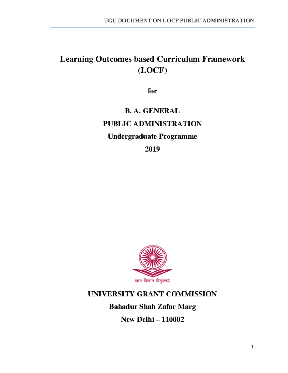 BA General Public Administration - Learning Outcomes based Curriculum ...