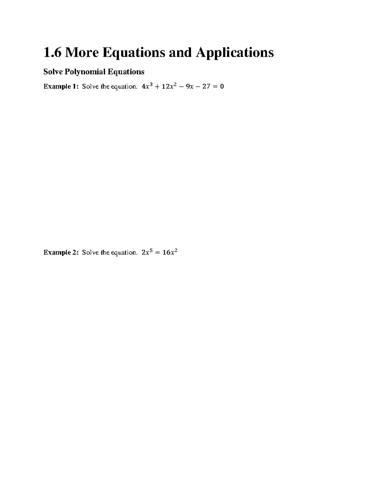 Math 114 Section 1 6 Lecture Guide 1 More Equations And Applications