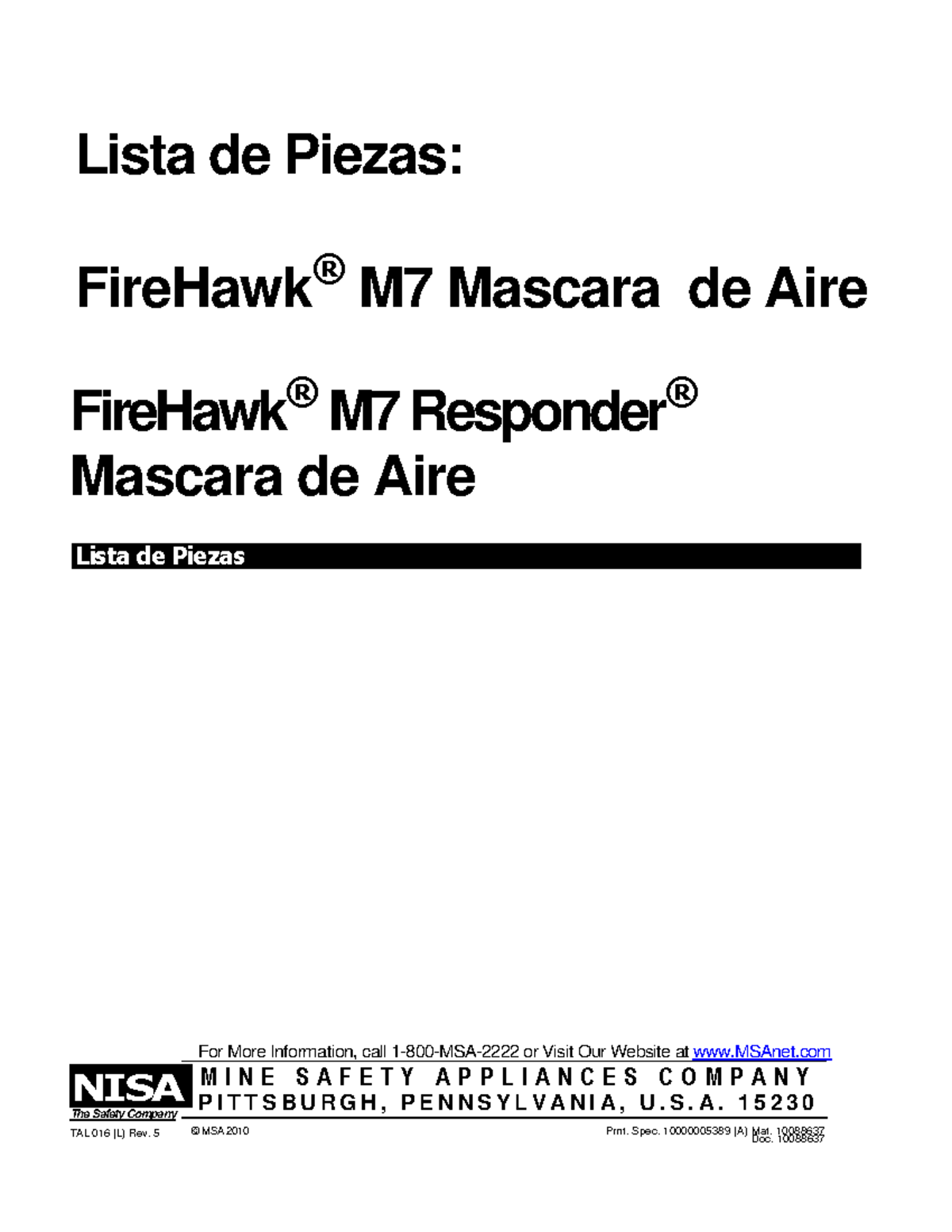 3Diagrama-Despiece-ERA-M7-y-Cilindros-MSA - Lista de Piezas: FireHawk ...
