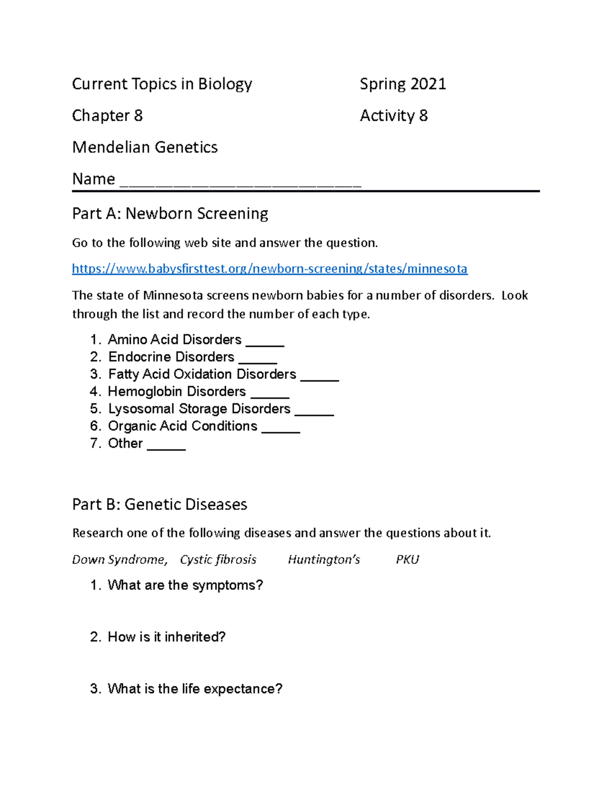 (8) Mendelian Genetics - Current Topics in Biology Spring 2021 Chapter ...
