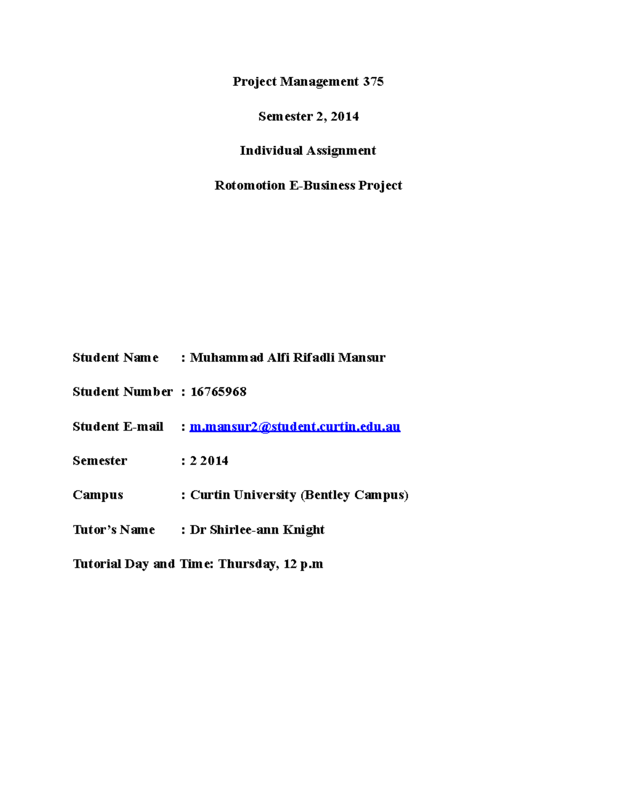 421687822 Project Management Assignment docx - Project Management 375 ...