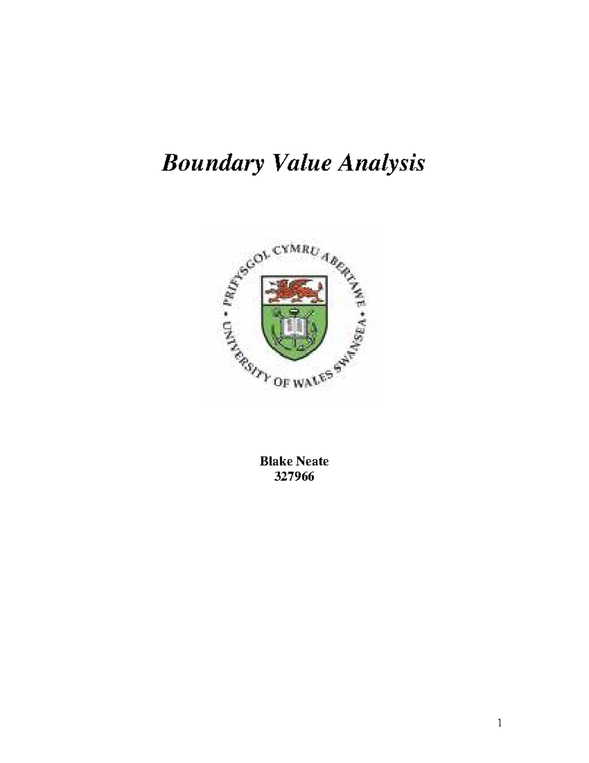 Neates-BVA-Testing - Boundary Value Analysis Blake Neate 327966 ...