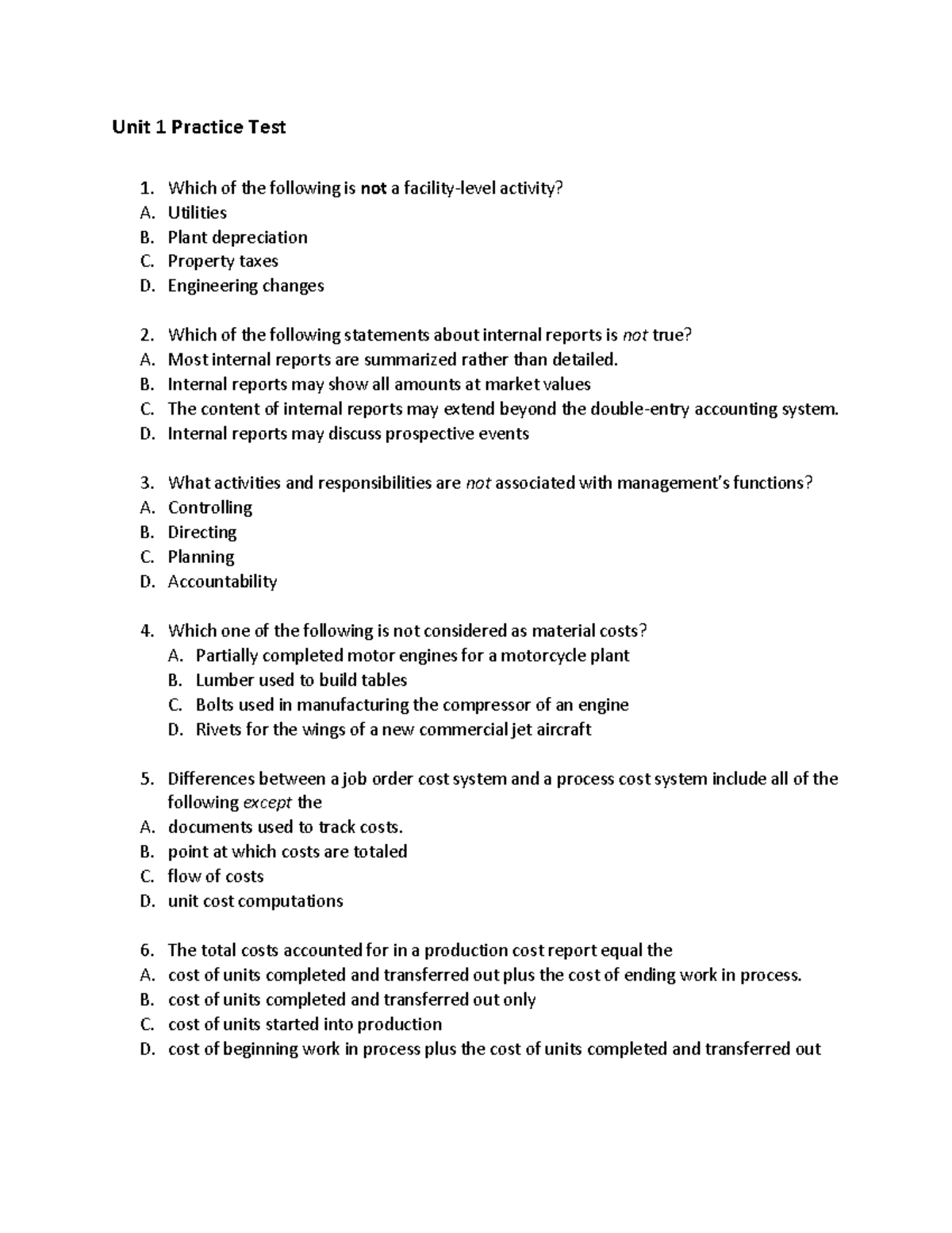 Unit 1 Practice Test - Unit 1 Practice Test Which of the following is ...