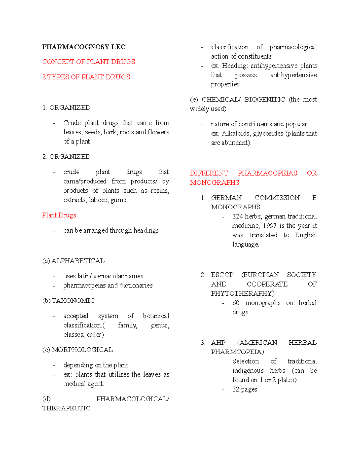 PHARMACOGNOSY PHARMACY NOTES: PHARMCOGNOSY PRELIMS - PHARMACOGNOSY LEC ...