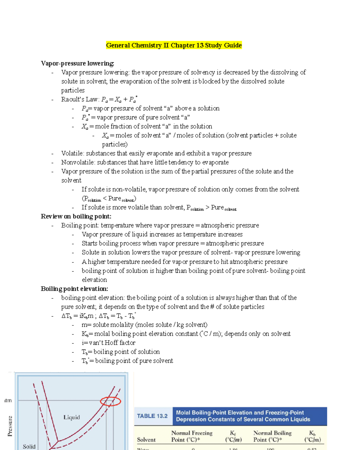 General Chemistry II Chapter 13 Study Guide Pt 10 - General Chemistry ...