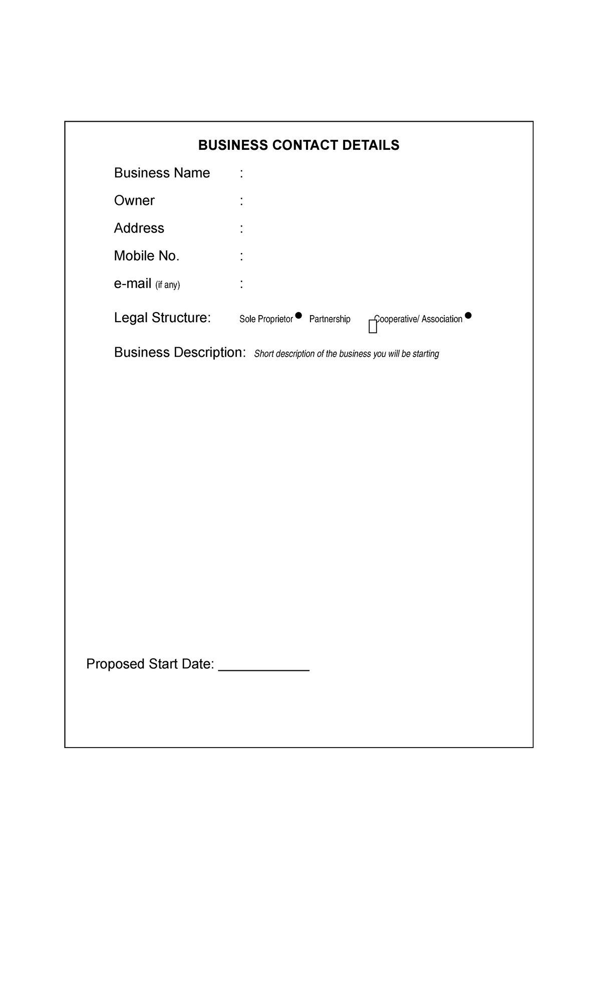 Business-Plan-format - BUSINESS CONTACT DETAILS Business Name : Owner ...