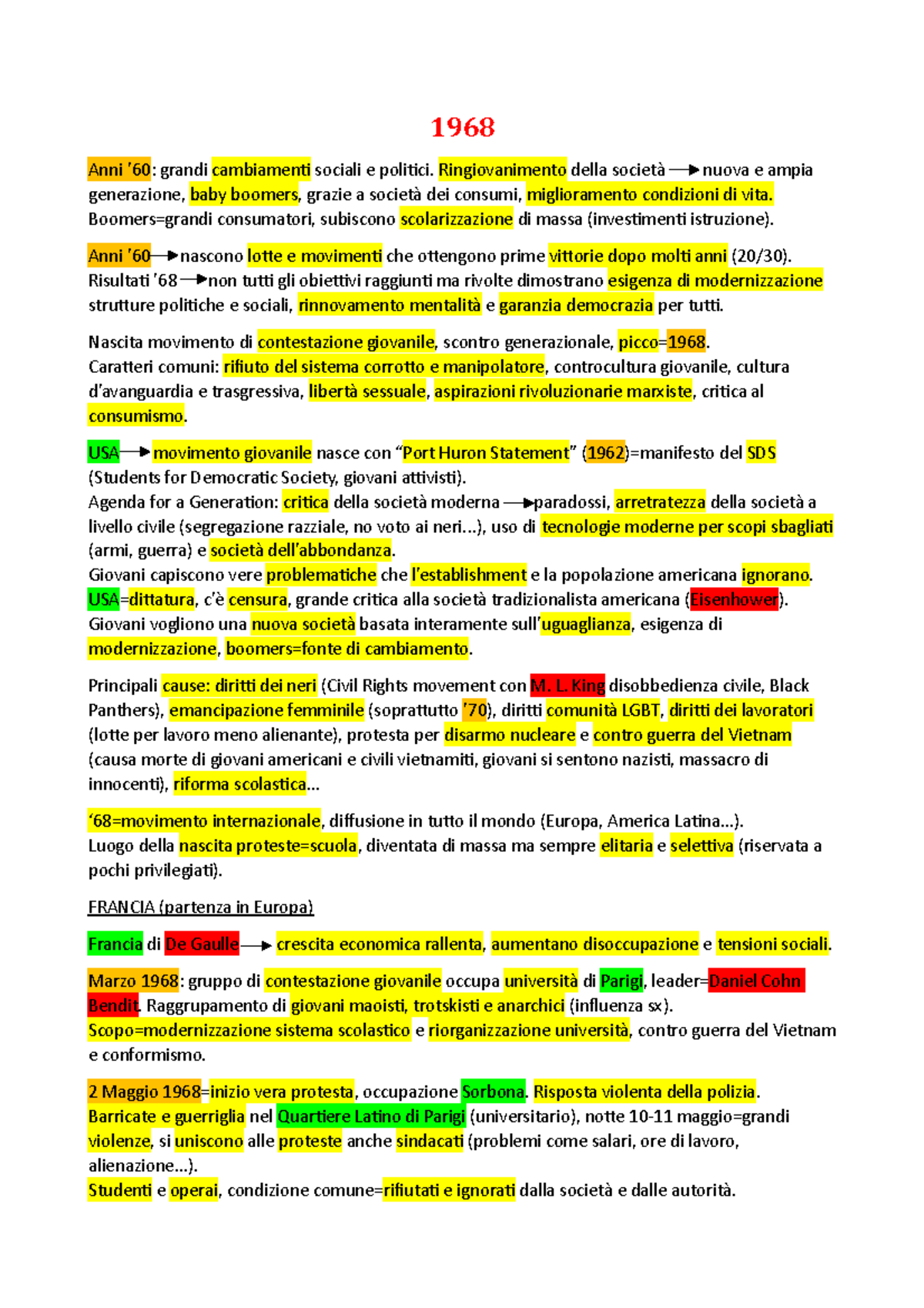 Il '68 in Europa e negli Stati Uniti - Storia (Scientifico ...