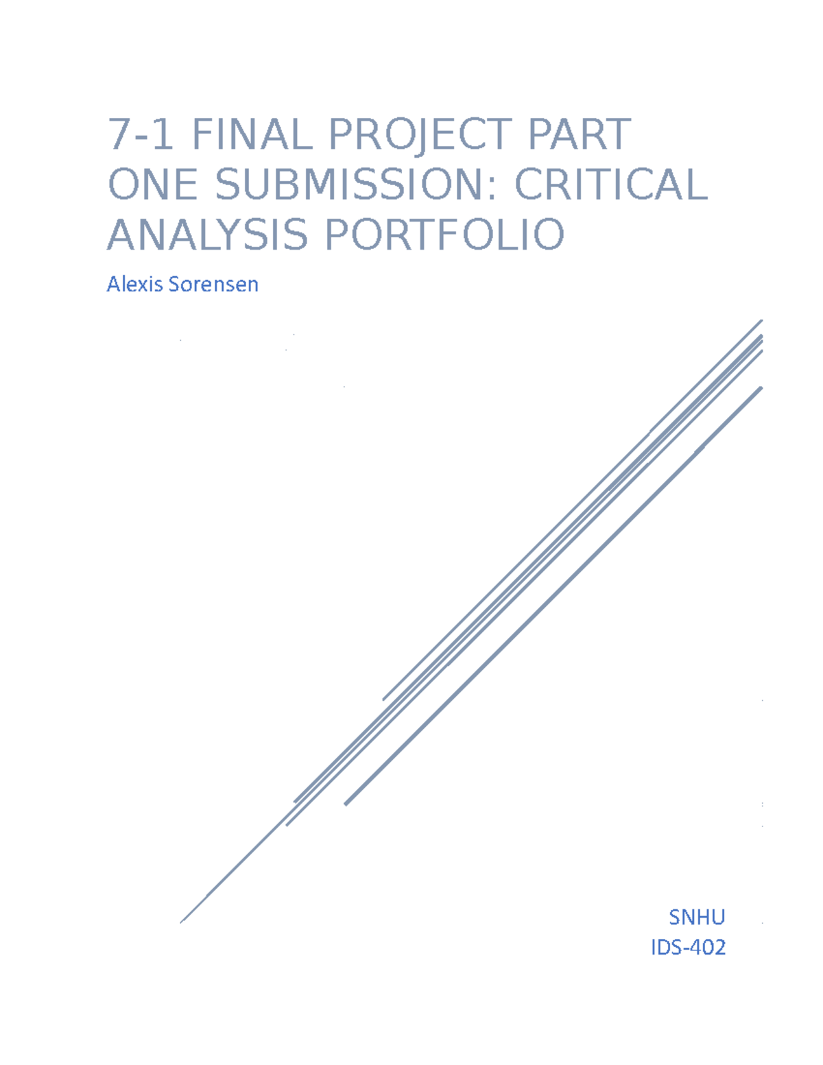 7-1 Final Project PART ONE Submission Critical Analysis Portfolio - 7-1 ...