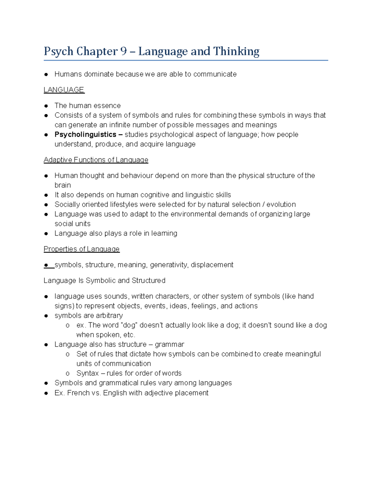 Psych Chapter 9 – Language and Thinking Textbook Notes - Psych Chapter ...