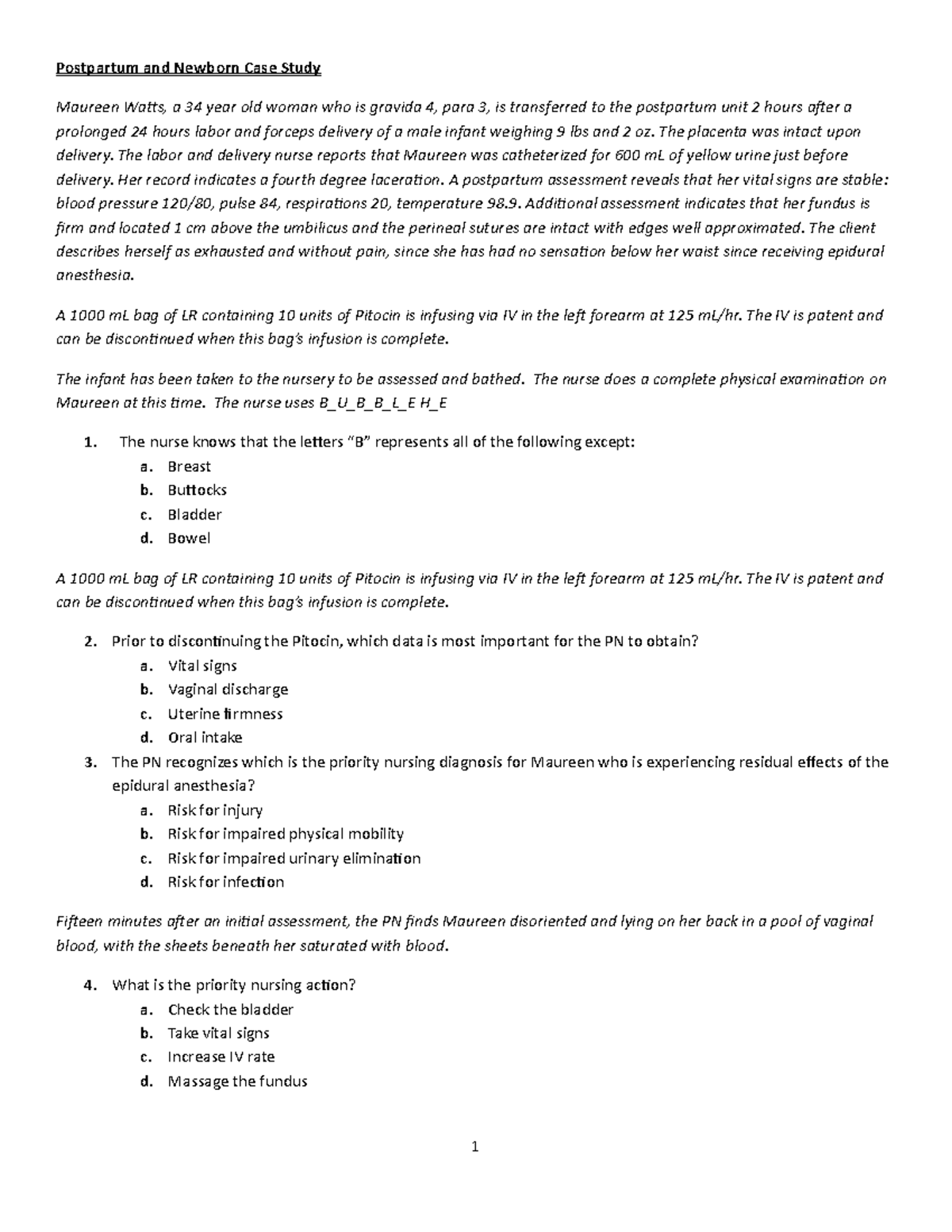 Ch 28 Postpartum and Newborn Case Study - Postpartum and Newborn Case ...