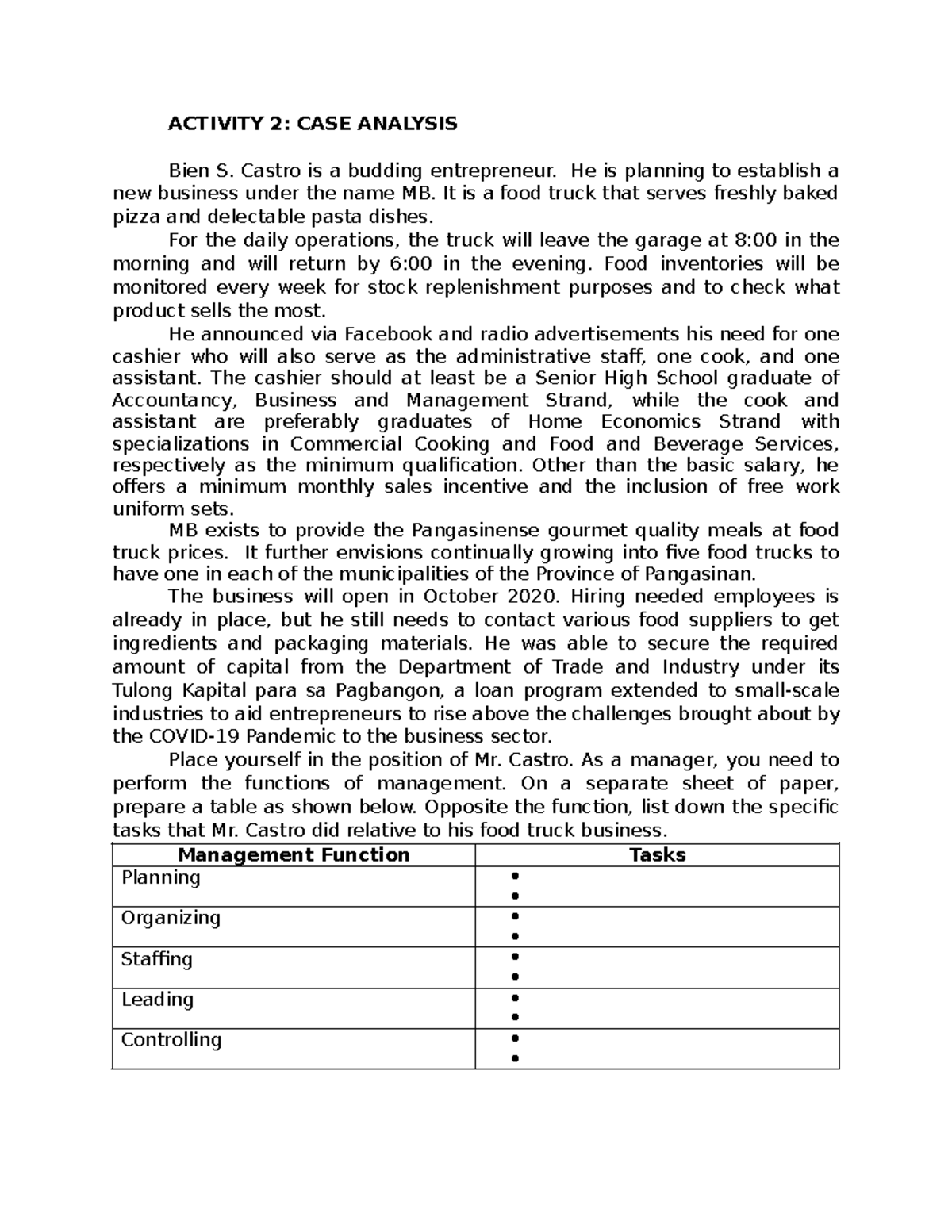 Activity 2 Org man - CASE STUDY ANALYSIS - ACTIVITY 2: CASE ANALYSIS ...
