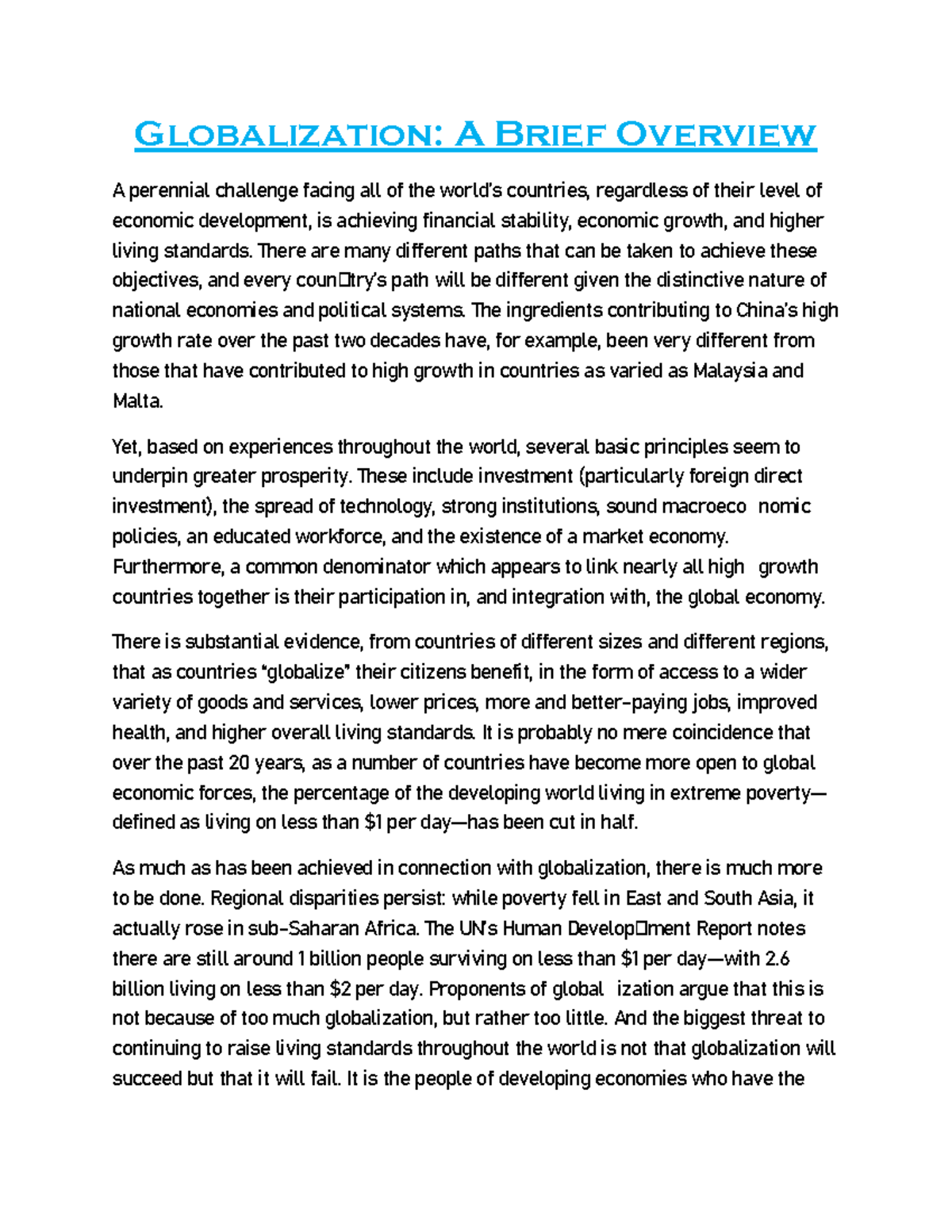 Globalization Project - Globalization: A Brief Overview A perennial ...