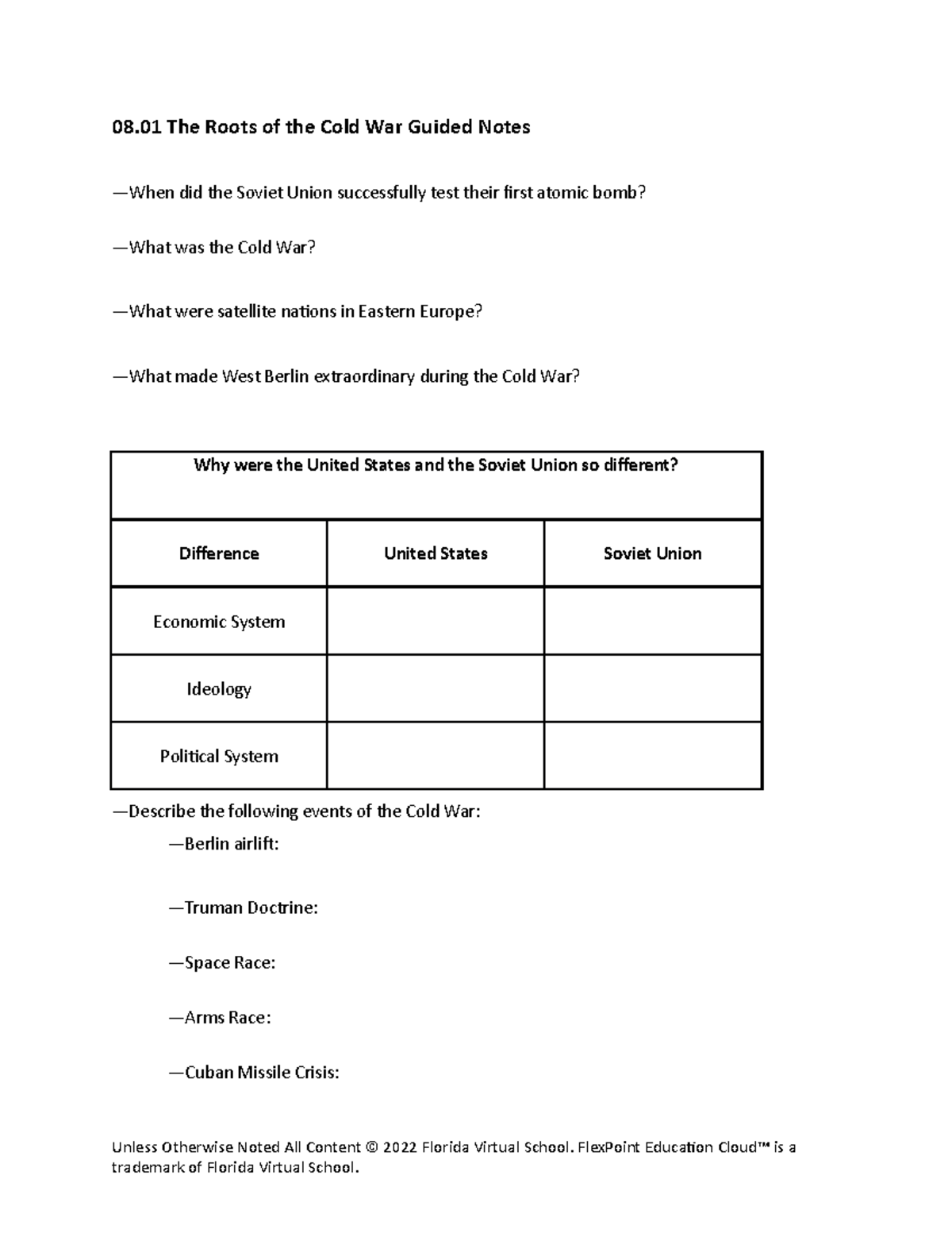 08 01 guided notes - 08 The Roots of the Cold War Guided Notes —When ...