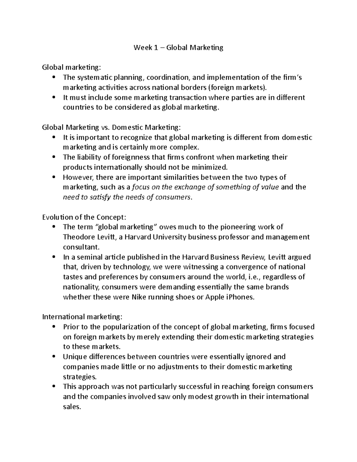 Module 1 - Global Marketing - Week 1 – Global Marketing Global ...