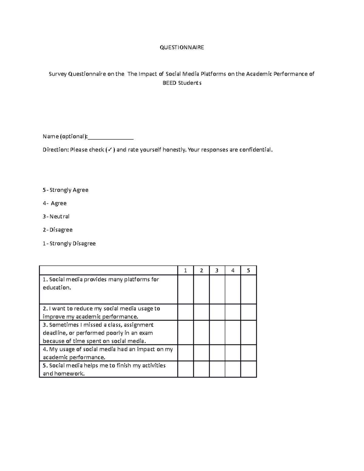 Stats - Detailed lesson plan - QUESTIONNAIRE Survey Questionnaire on ...
