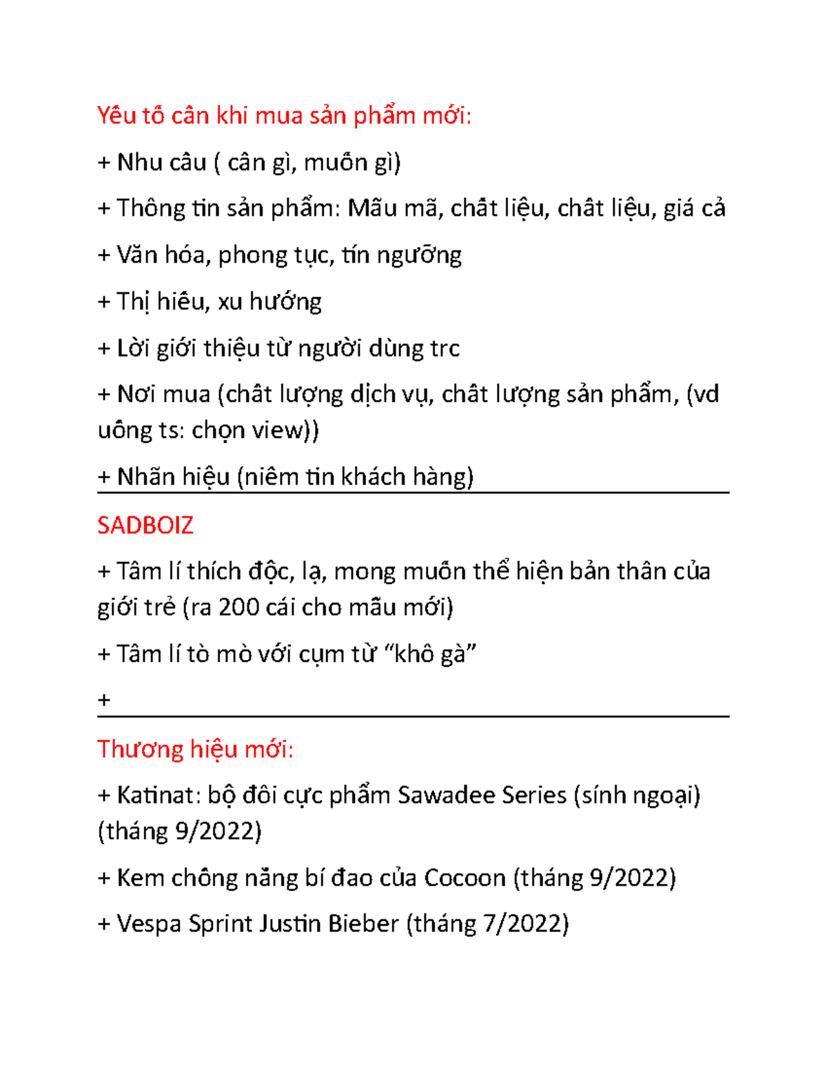 NHAP MON MKT - Nhập môn MKT - tâm lí khách hàng - Yếếu tốế cầần khi mua s n ph m m i:ảẩớ Nhu ...