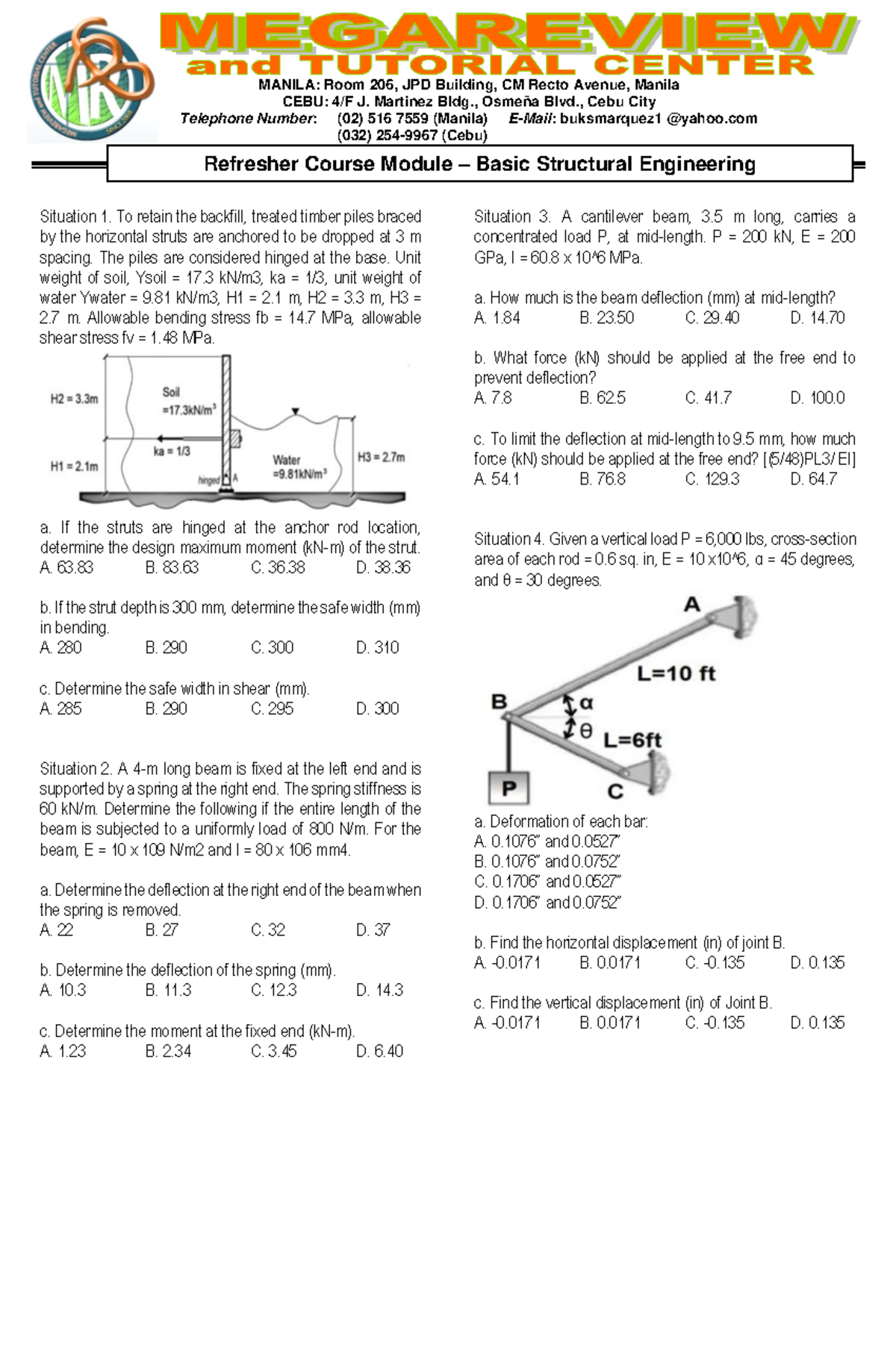 Refresher Module 8 [S5] (Basic Structural Engineering).pdf · version 1 - MANILA: Room 206, JPD ...
