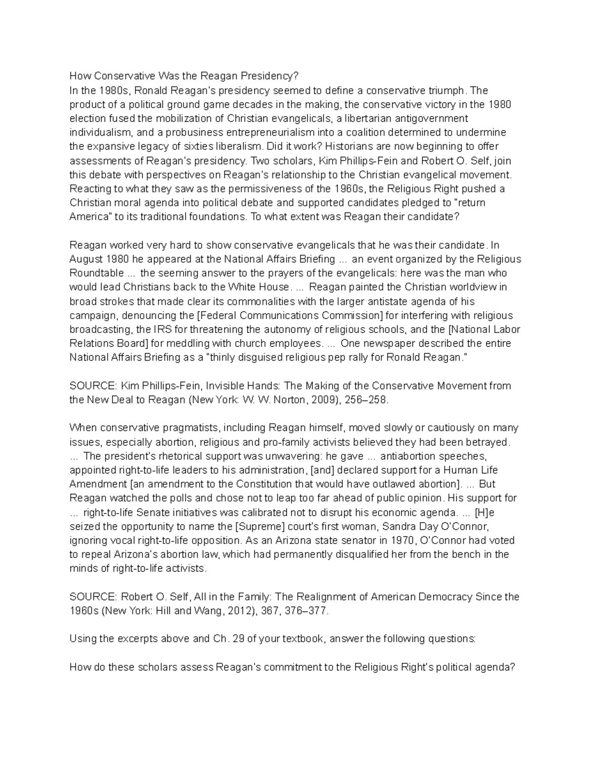 How Conservative Was the Reagan Presidency - The product of a political ...