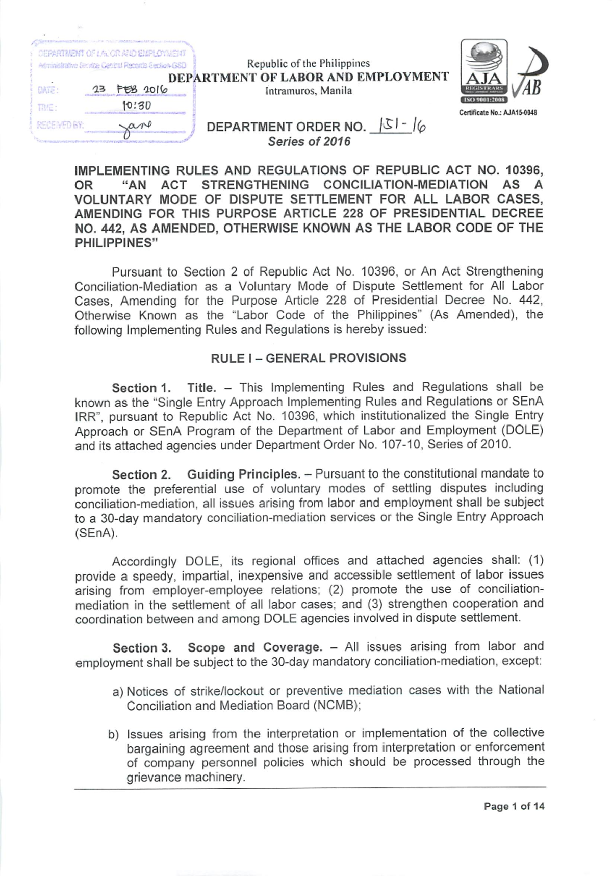 Dept-Order-No -151-16 (SENA) - Accountancy - Studocu