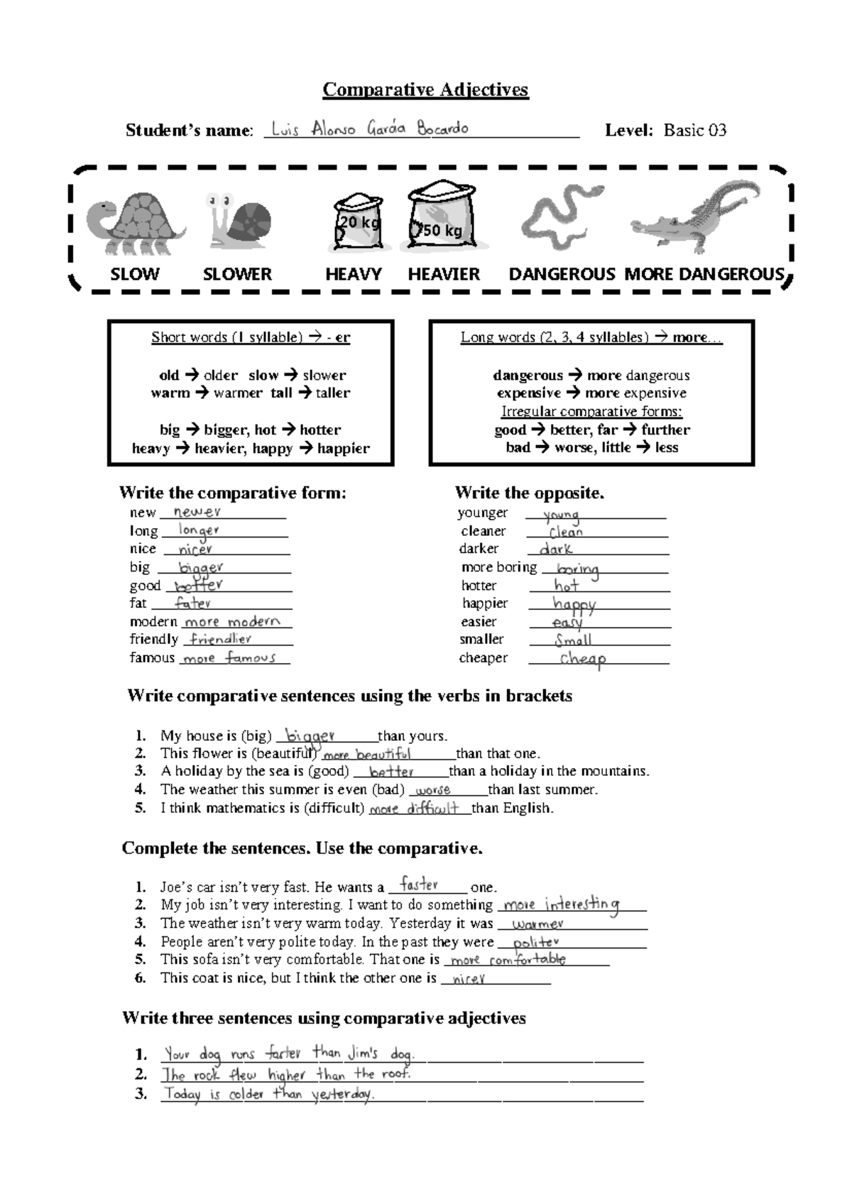 Comparative-Adjectives-worksheet - Comparative Adjectives Student’s ...