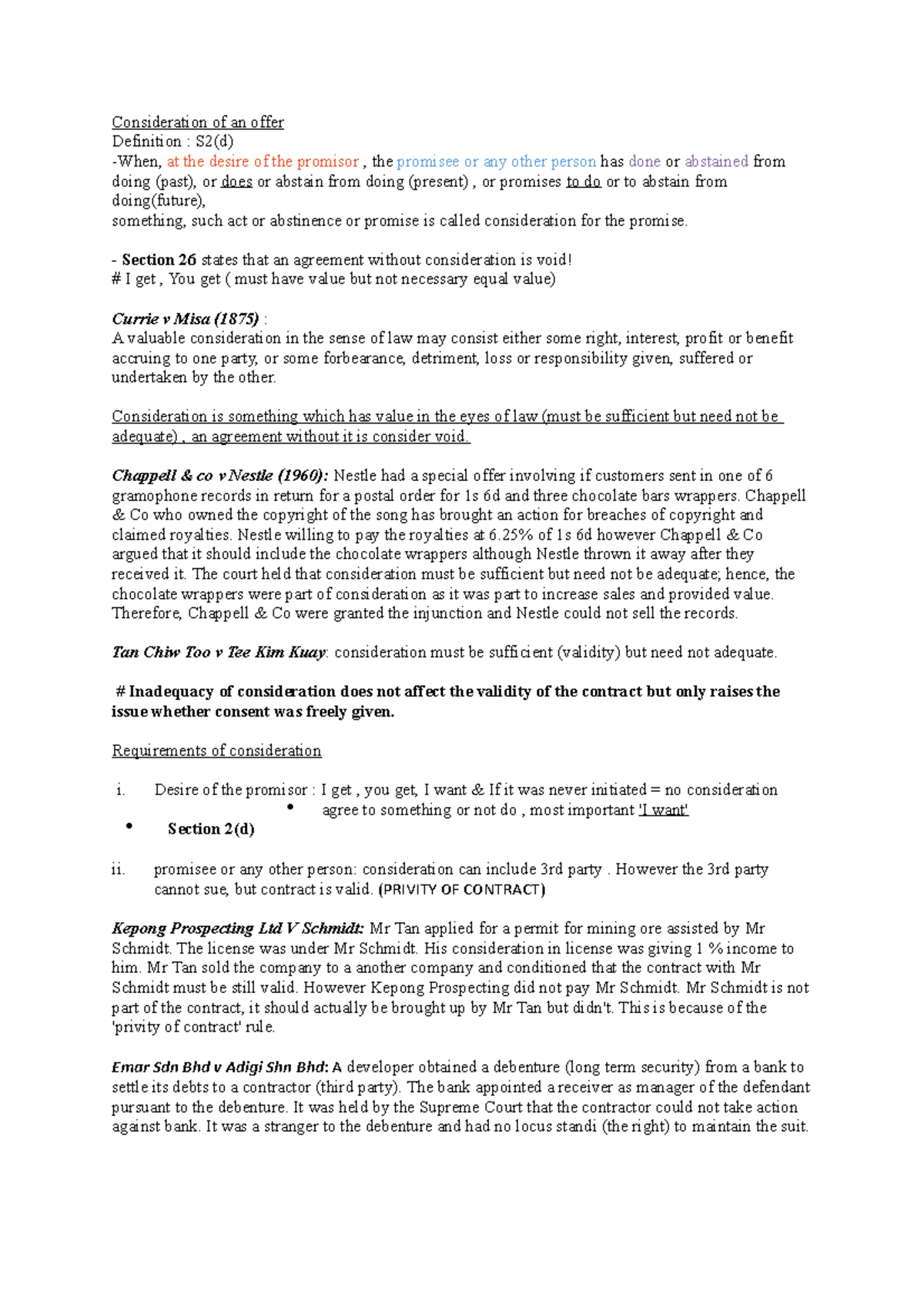 Consideration of an offer - Consideration of an offer Definition : S2(d ...