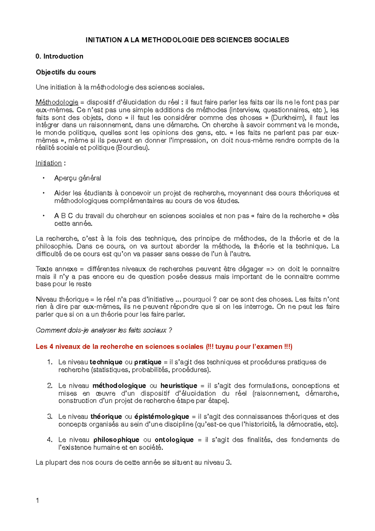 Synthèses méthdo pdf - Synthèse complète. - INITIATION A LA METHODOLOGIE DES SCIENCES SOCIALES ...
