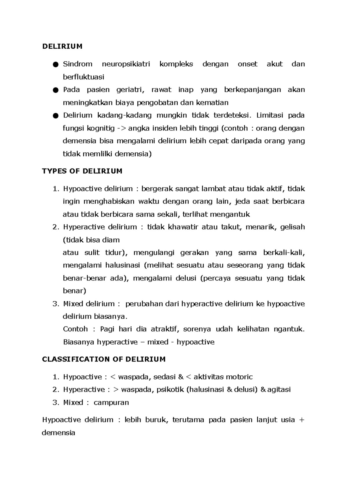Delirium in Elderly - Semester III Blok Special Topic I - DELIRIUM ...