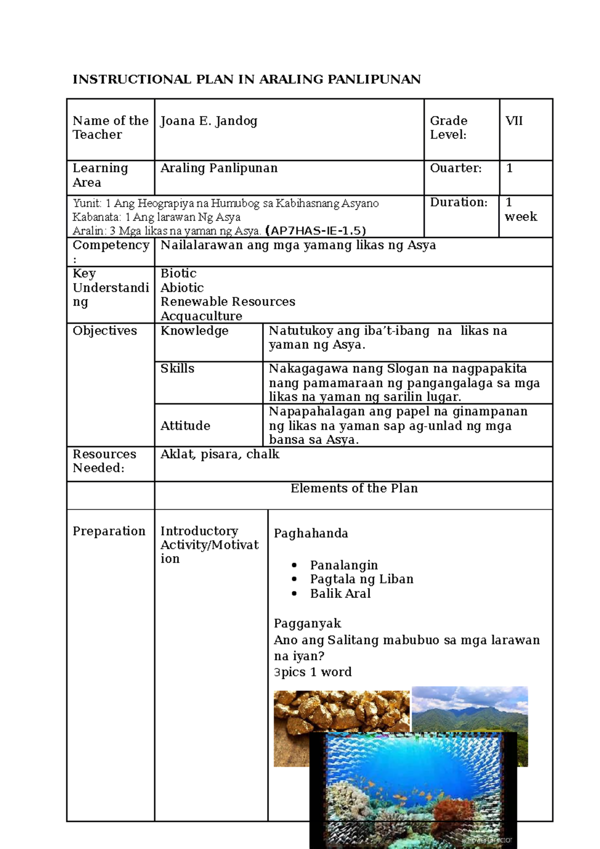 Final Iplan First Quarter - INSTRUCTIONAL PLAN IN ARALING PANLIPUNAN ...
