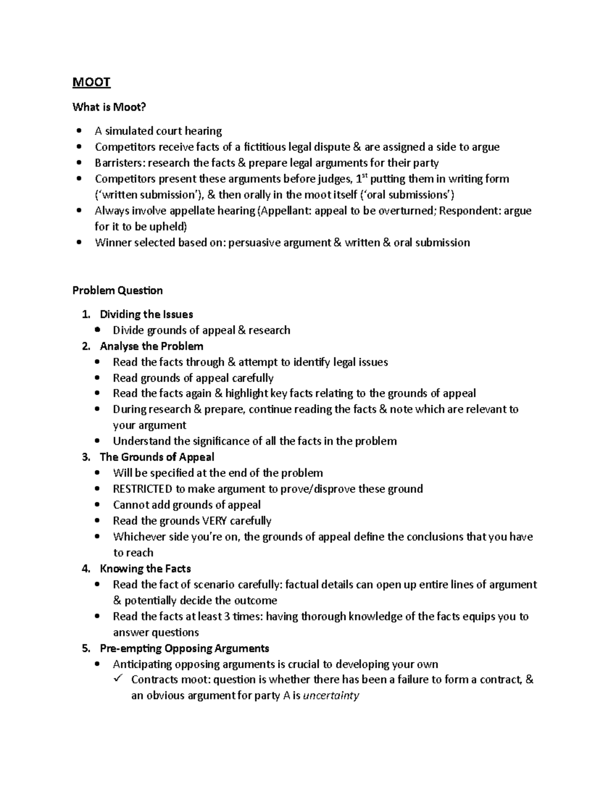 Moot Basic - MOOT What is Moot? A simulated court hearing Competitors ...