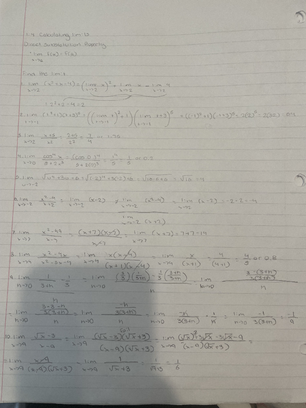 1.4 calculating limits notes - MAC 2311 - FSU - Studocu