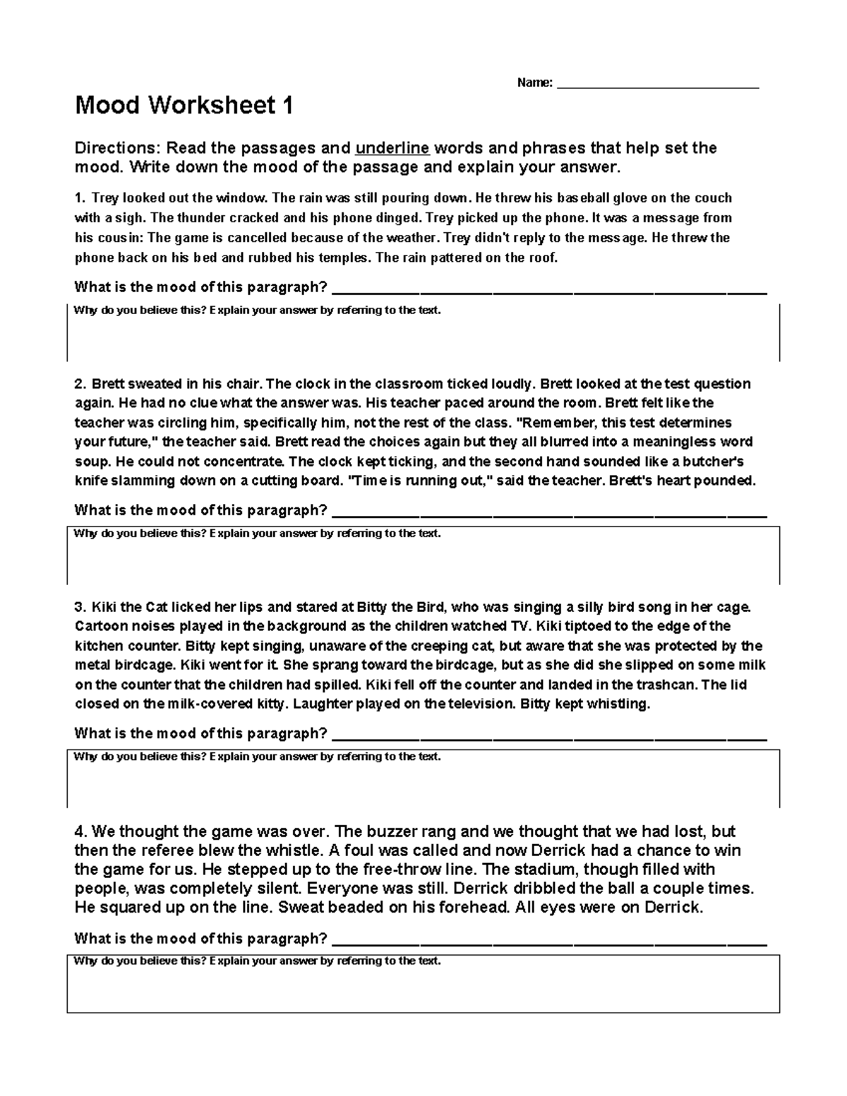 Mood+Worksheet - Mood - Name: _______________________________ Mood ...