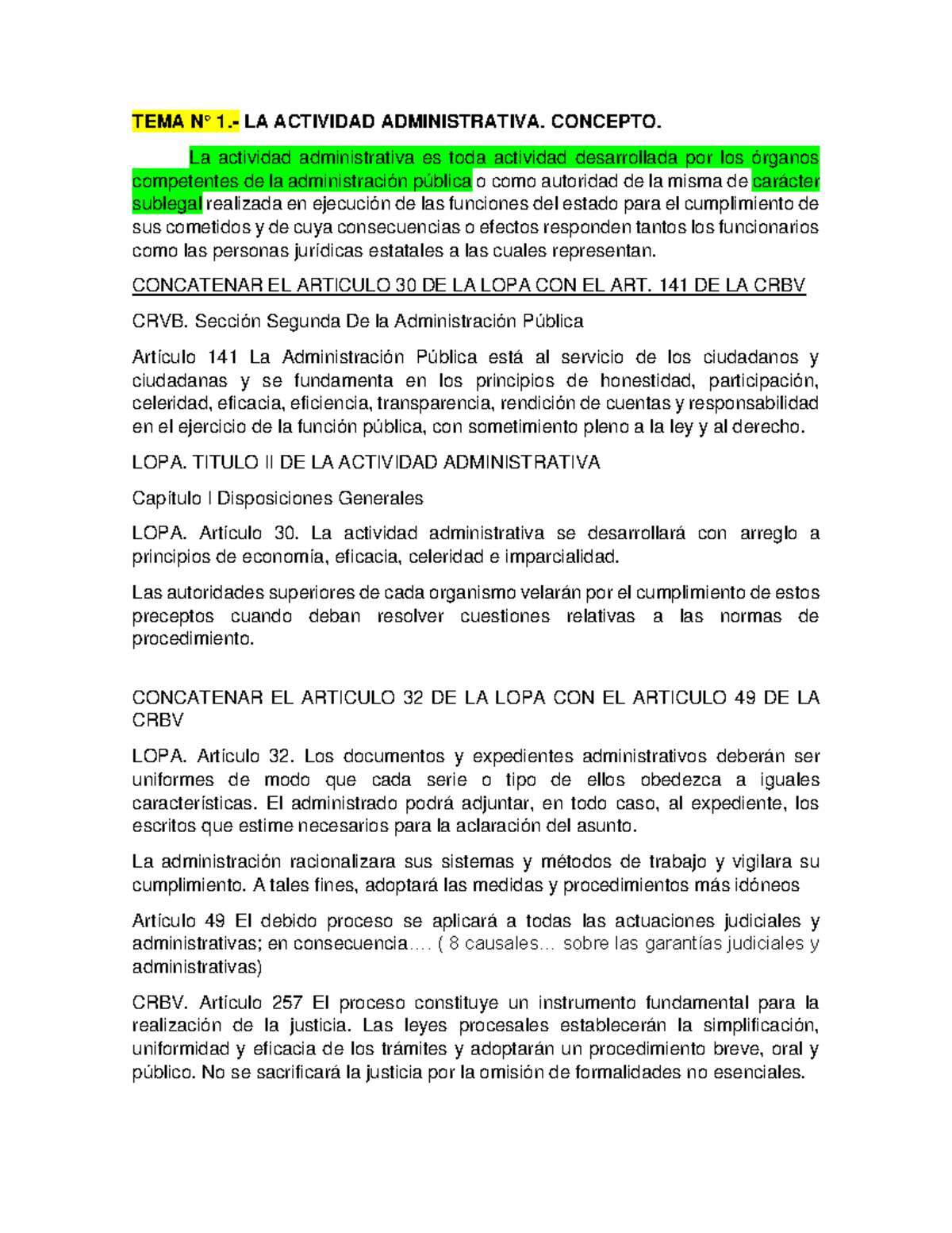 Administrativo II - ghfghfg - TEMA N° 1.- LA ACTIVIDAD ADMINISTRATIVA ...