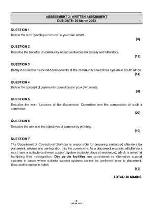 Multiple choice Questions for PEN2605 - Multiple choice Questions for ...