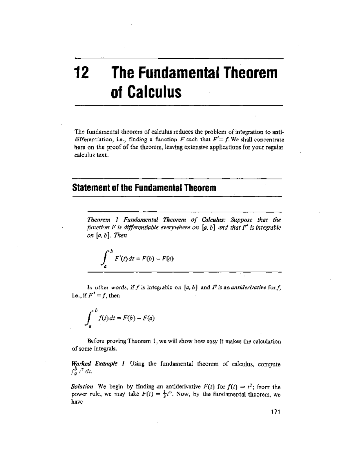 Calculus Ii 12 The Fundamental Theorem Of Calculus 12 The
