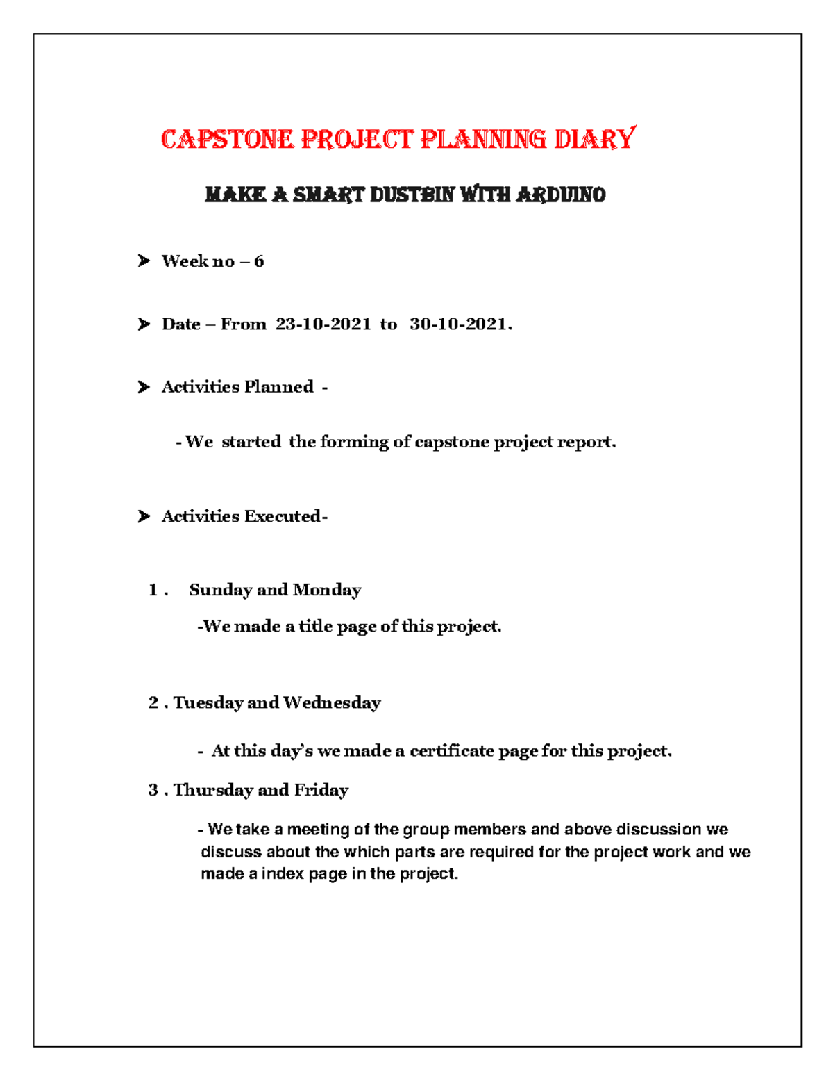 File name - Hapoy - Capstone project planning dIary Make a smart ...
