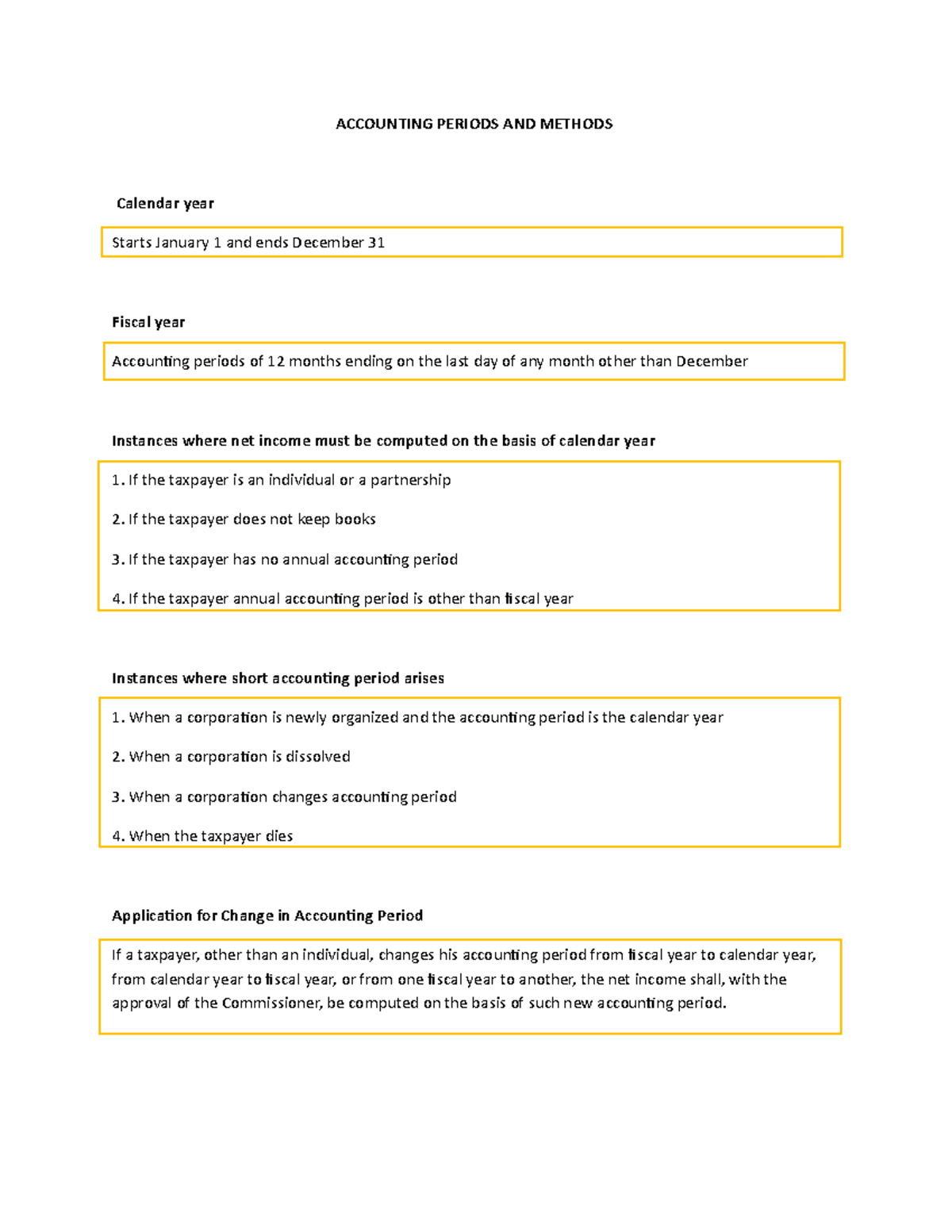 Accounting Periods AND Methods - ACCOUNTING PERIODS AND METHODS ...
