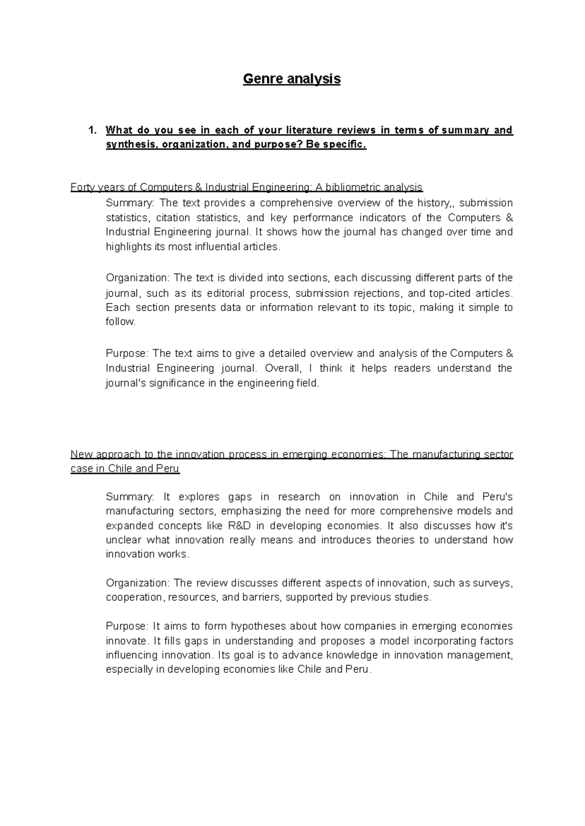 Genre analysis - Genre analysis Name: Mariafe González 1. What do you ...