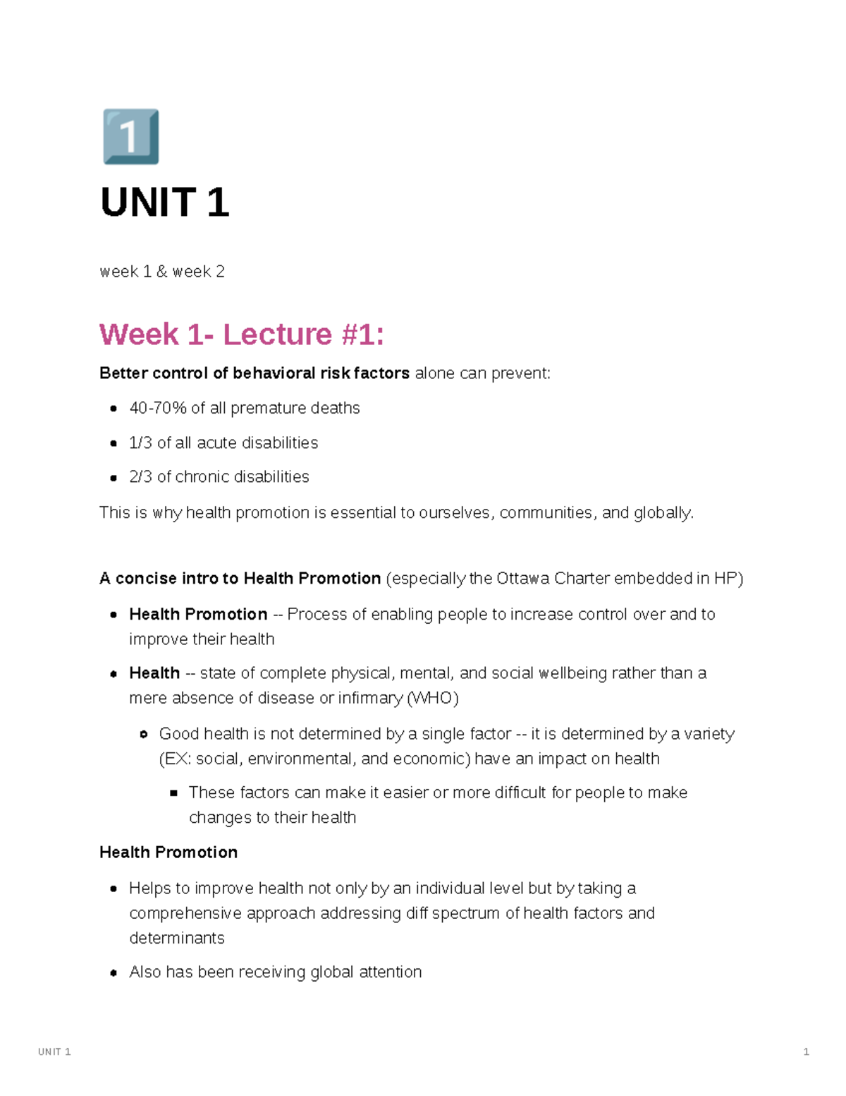 UNIT 1 Week 1&2 - This is week 1 and 2 notes for unit 1 - UNIT 1 week 1 ...