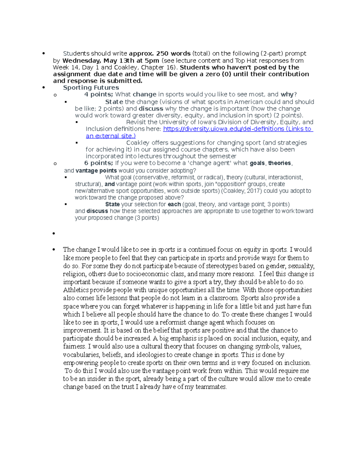 Reflection Post 3 Final Exam - Students should write approx. 250 words ...