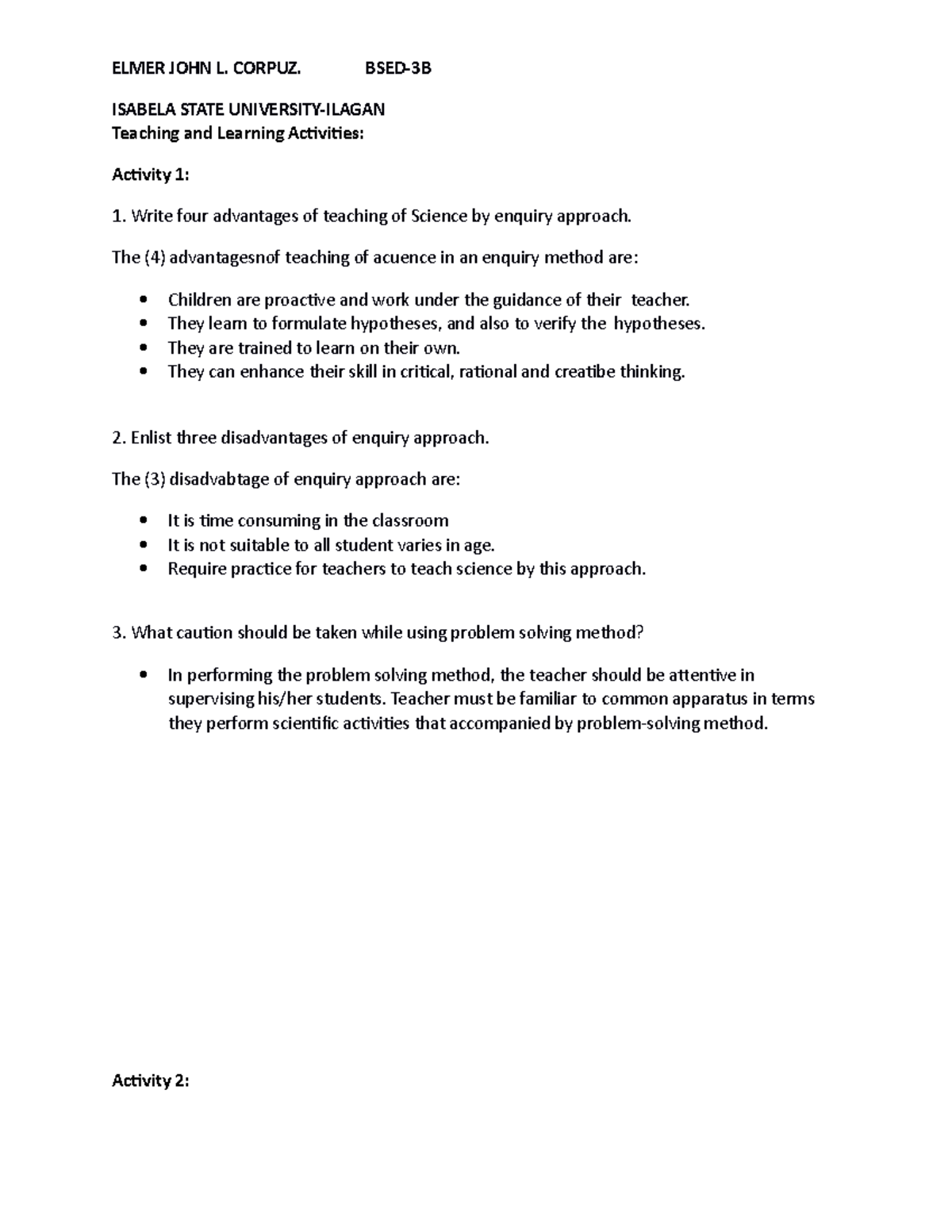 Teaching of science - ISABELA STATE UNIVERSITY-ILAGAN Teaching and ...