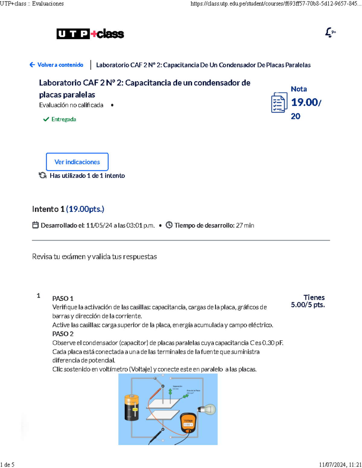 Capacitancia de un condensador de placas paralelas Laboratorio CAF 2 - Laboratorio CAF 2 N° 2 ...